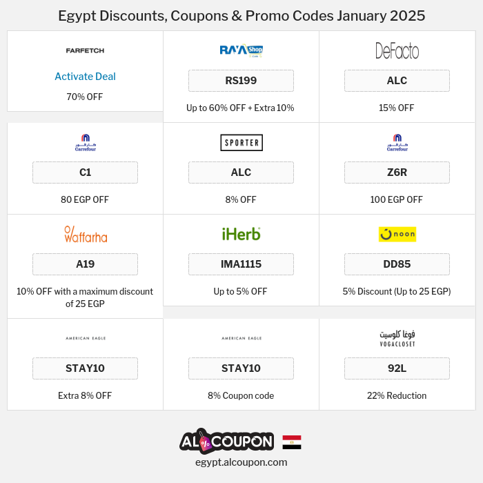Al Coupon - Egypt Online Stores Discount Codes