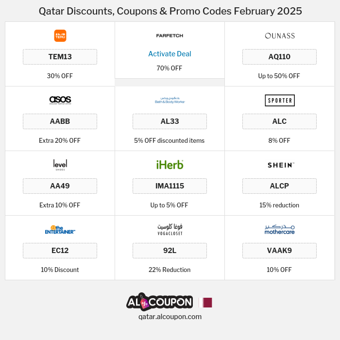 Al Coupon - Qatar Online Stores Discount Codes