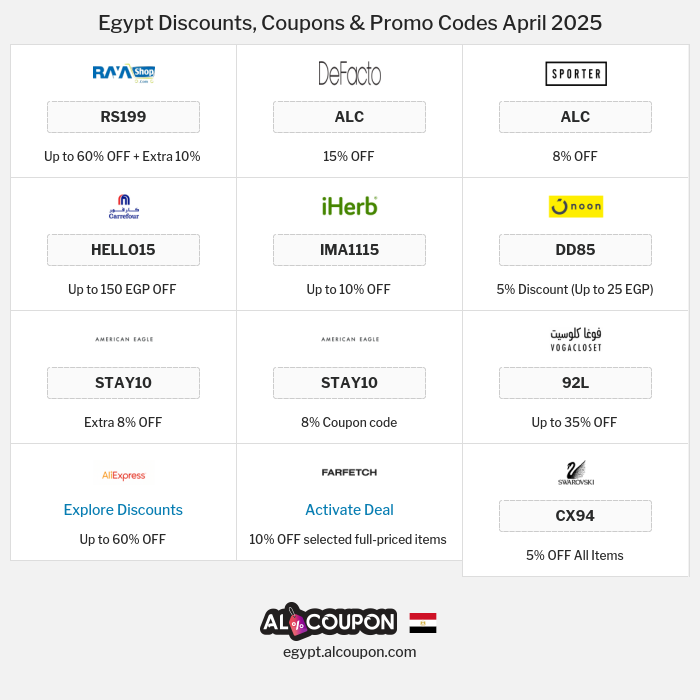 Al Coupon - Egypt Online Stores Discount Codes