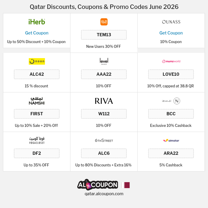 Al Coupon - Qatar Online Stores Discount Codes
